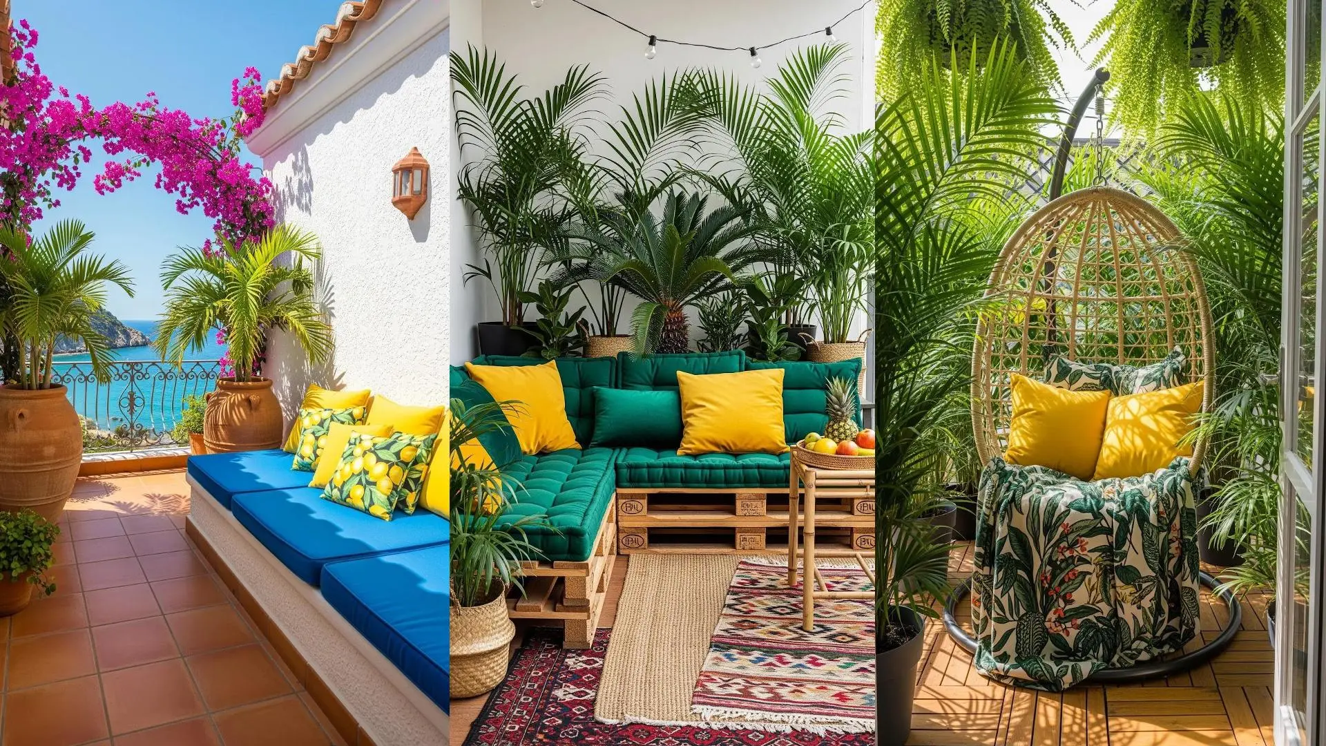 22 balconi tropicali dal carattere vivace con palme e tessuti colorati ...